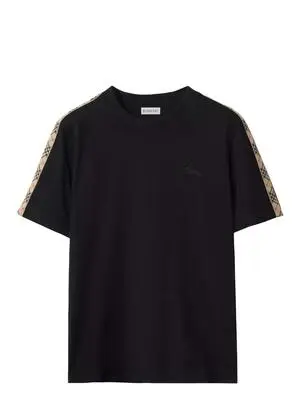 Burberry Check-trim Cotton T-shirt - Black