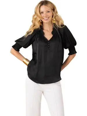 Hale Bob Hale Bob Eileen Charmeuse Top Black