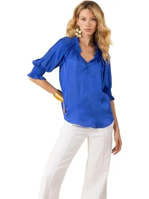 Hale Bob Eileen Charmeuse Top - Blue