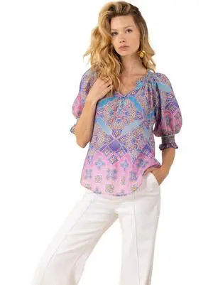 Hale Bob Eileen Voile Top - Blue