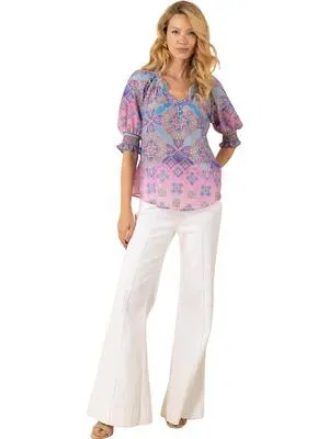 Hale Bob Eileen Voile Top - Blue