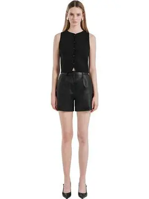 Rudsak Leather Pleated Shorts - Black