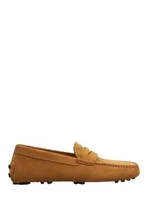TOD'S Suede T Timeless Driver Loafers - Brown