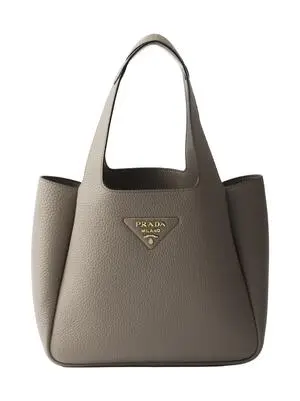 Prada Small Leather Tote Bag - Grey