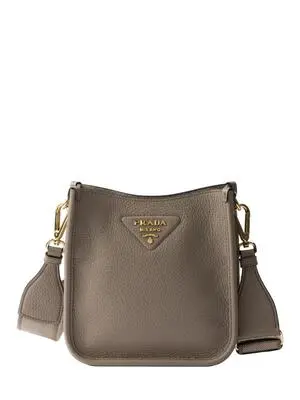 Prada Leather Mini Shoulder Bag - Clay Gray