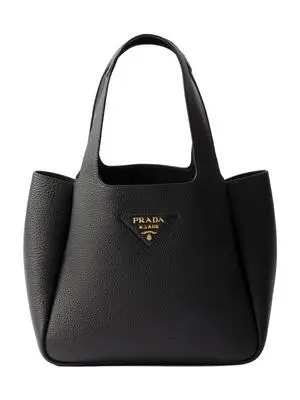 Prada Small Leather Tote Bag - Black