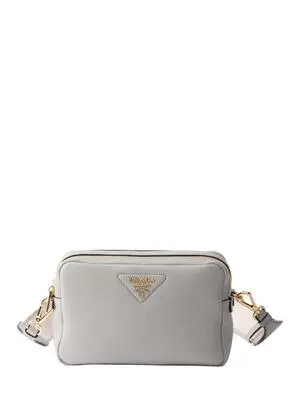 Prada Small Leather Shoulder Bag - Granite Gray