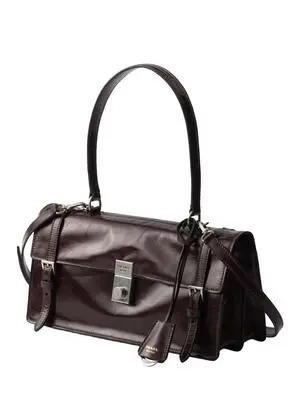 Prada Medium Leather Handbag - Dark Brown