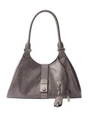 Prada Medium Leather Tote Bag - Pewter