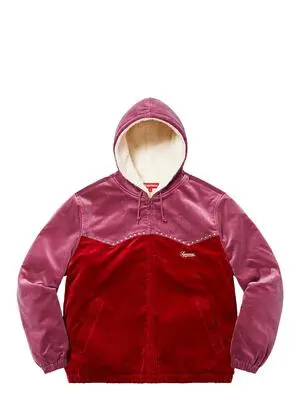 Supreme Studded Velvet Hooded Work Jacket - Red