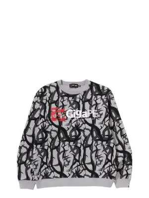 A BATHING APE X Neighborhood Trial Camo Gigape Crewneck Sweatshirt - Grey
