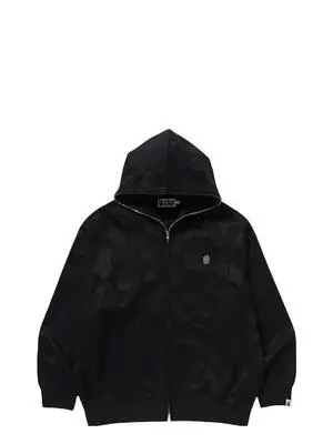 A BATHING APE Solid Camo Jacquard One Point Relaxed Fit Zip Hoodie - Black
