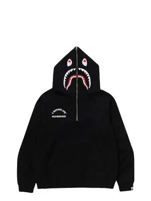 A BATHING APE BAPE X Neighborhood Two Face Half Zip Pullover Hoodie Black