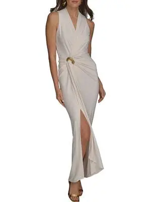 Donna Karan New York Belt Detail Sheath Maxi Dress - Pristine (prn)