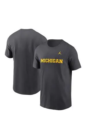 JORDAN BRAND Michigan Wolverines Primetime Wordmark T-shirt - Anthracite