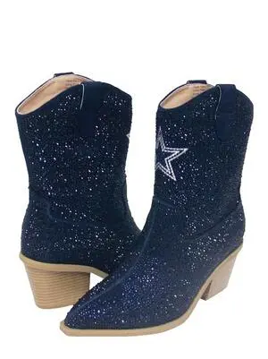 CUCE Dallas Cowboys Crystal Ankle Boots - Navy