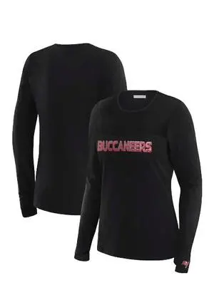 WEAR BY ERIN ANDREWS Tampa Bay Buccaneers Mesh Panel Long Sleeve T-shirt - Black