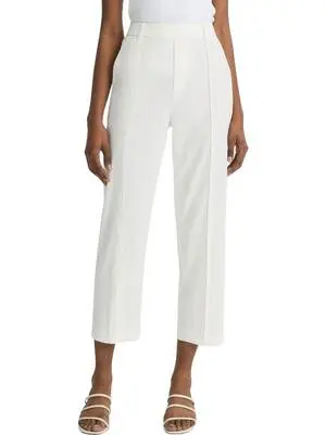 Vince Vince. Pintuck Linen-Blend Tapered Trousers Off White