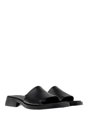 Camper Dana Leather Slide Sandal - Black