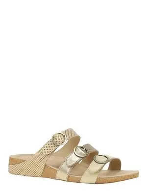 Dansko Campbell Platform Wedge Slide Sandal - Gold