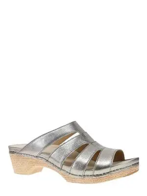 Dansko Lyndi Platform Slide Sandal - Platino Metallic