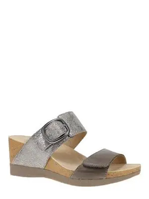 Dansko Shannon Platform Wedge Slide Sandal - Pewter/taupe