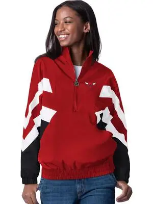 STARTER Chicago Bulls Renegade Oxford Half-zip Jacket - Red