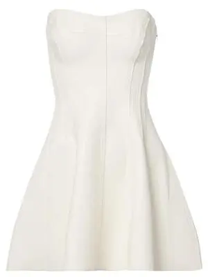 Norma Kamali Grace Floral-appliqué Faux Leather Minidress - White