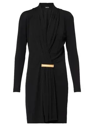TOM FORD Draped Crêpe Jersey Cocktail Dress - Black