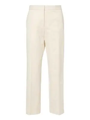 JIL SANDER Cropped Cotton Straight Pants - Beige