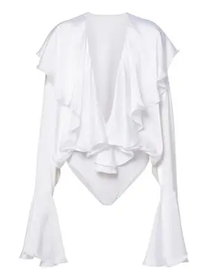 Norma Kamali Ruffled Bodysuit - White