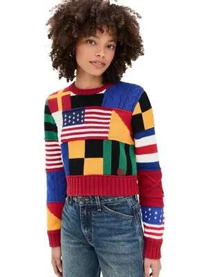 Polo Ralph Lauren Cotton Flag Pullover Sweater - Red Multi