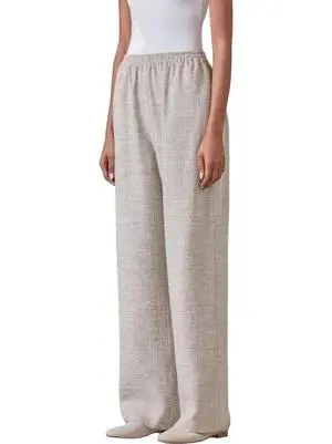 Eskandar Linen Flared Trousers - Beige