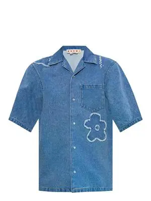 Marni Floral Motif Camp Collar Shirt - Blue