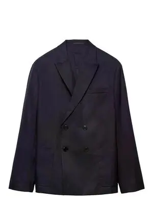 Prada Double-breasted Cotton Blazer - Blue