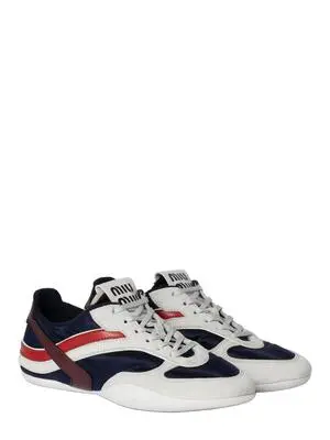Miu Miu Gymnasium Technical Fabric And Suede Sneakers Baltic Blue/amaranth