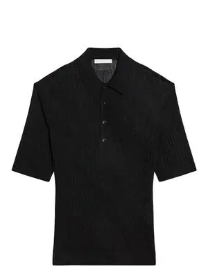 Helmut Lang Ribbed-knit Polo Shirt - Black
