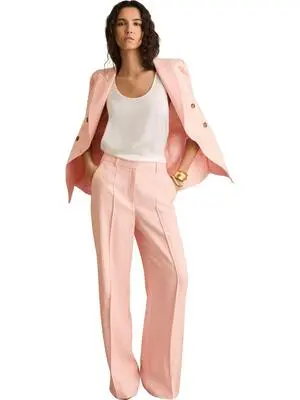 REISS Magda Wide-leg Suit Trousers - Pink