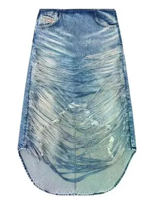 DIESEL® Frayed Hem Midi Skirt - Blue