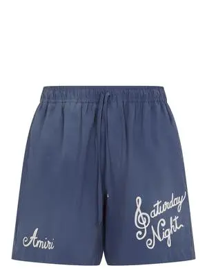 Amiri Embroidered Logo Shorts Blue