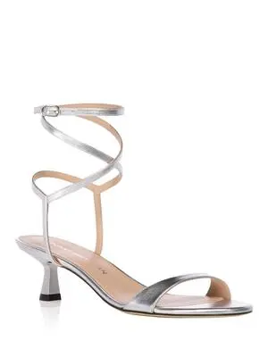 STUART WEITZMAN Nudist 50 Wrap Sandals Silver