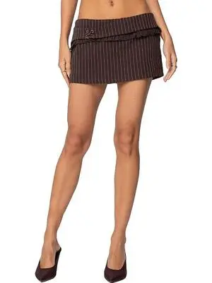 EDIKTED Pinstripe Mini Skort - Brown