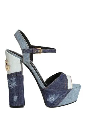 Dolce & Gabbana Patchwork Denim Platform Sandals - Blue