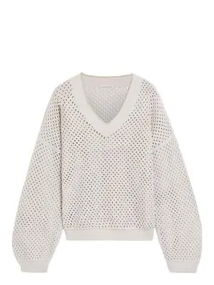 Brunello Cucinelli Open-knit Cotton Sweater - Ecru