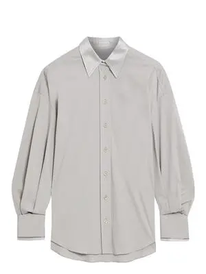 Brunello Cucinelli Brunello Cucinelli Bead-Embellished Poplin Shirt Light Gray