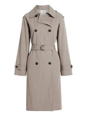 Brunello Cucinelli Belted Cotton-blend Gabardine Trench Coat - Mushroom