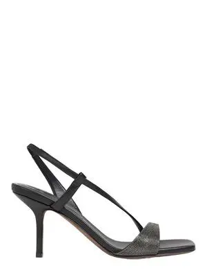 Brunello Cucinelli Bead-embellished Leather Slingback Sandals - Black