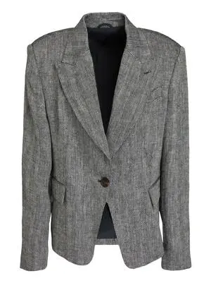 Brunello Cucinelli Herringbone Linen Blazer - Dark Gray