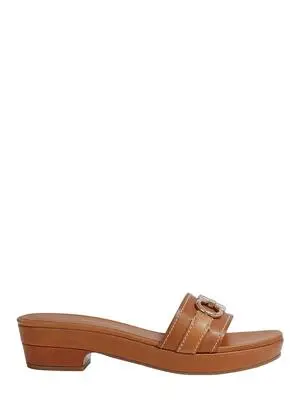 FERRAGAMO Philein Embellished Leather Mules - Tan