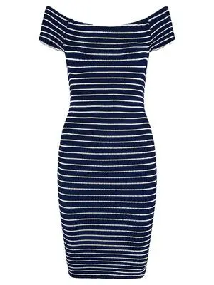 Hunza G Grace Dress - Navy/white Stripe